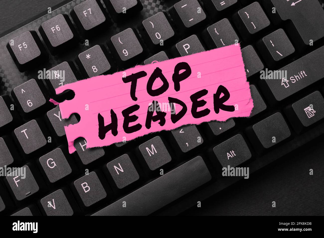 Conceptual caption Top Header, Word Written on text at the top of a ...