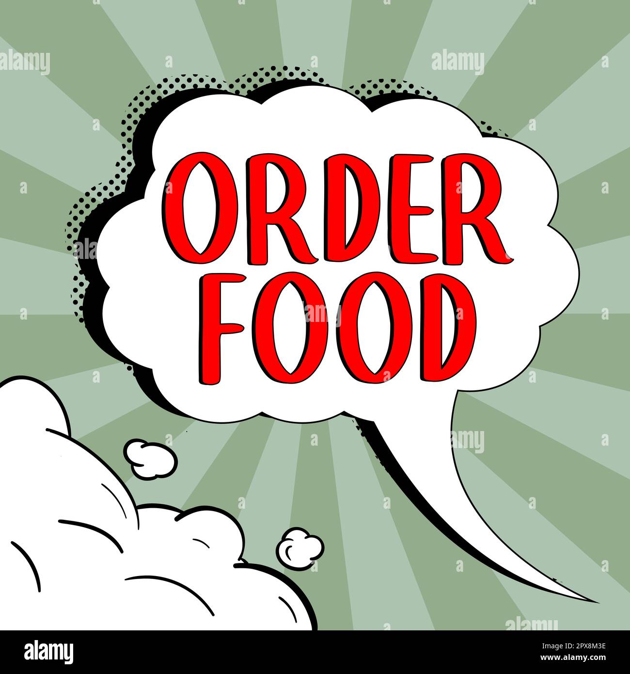 Text caption presenting Order Food, Business showcase the process of ...