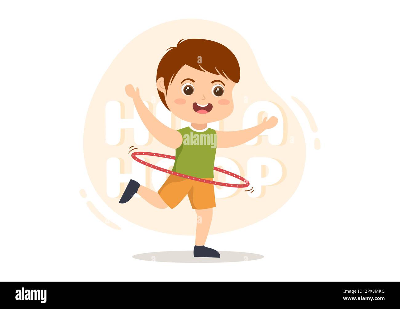 Hula Hoop Illustration with Kids Exercising Playing Hula Hoops and ...
