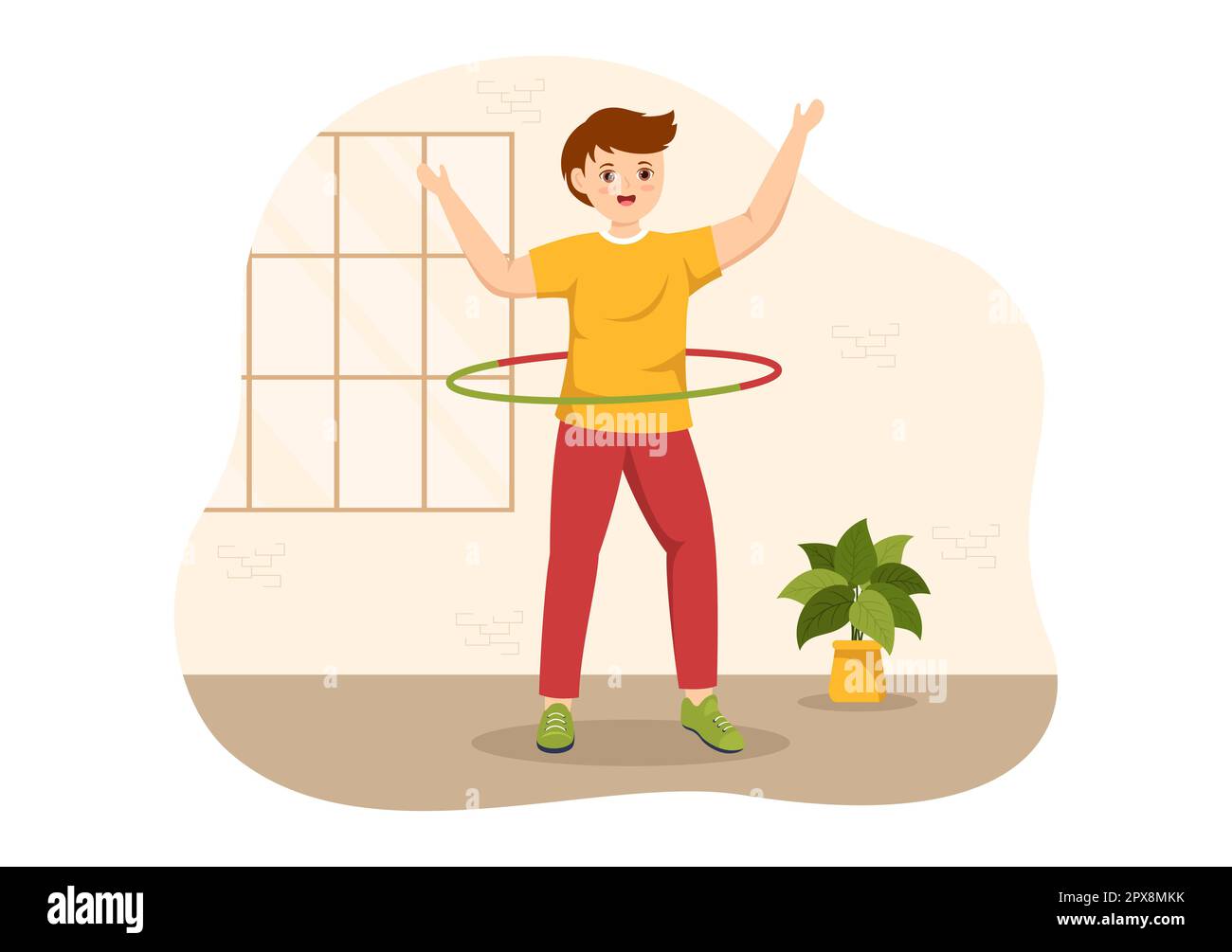 Hula Hoop Illustration with People Exercising Playing Hula Hoops and ...