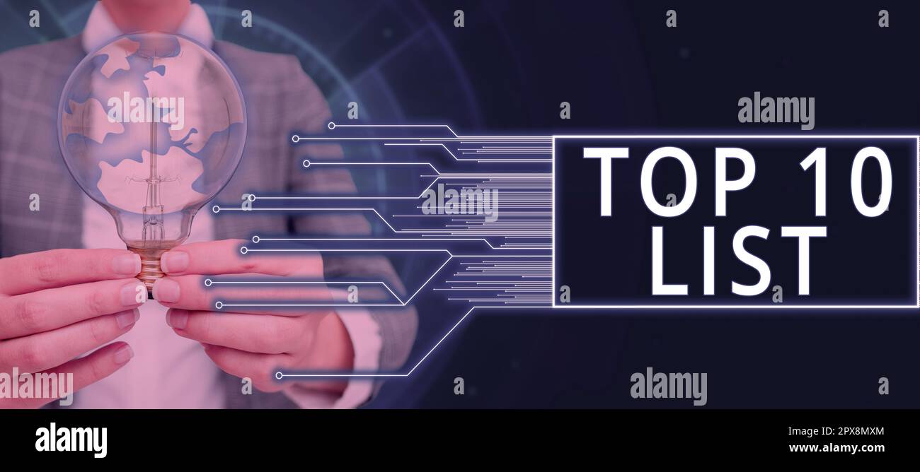 Inspiration showing sign Top 10 List, Internet Concept the ten most ...
