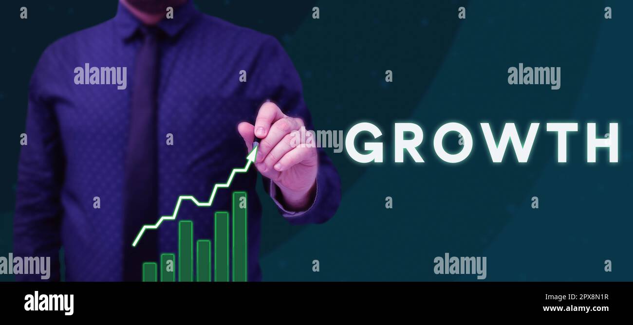Hand writing sign Growth, Business idea process of increasing in size ...