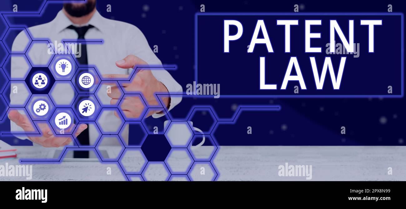 Writing displaying text Patent Law, Concept meaning deals with an ...