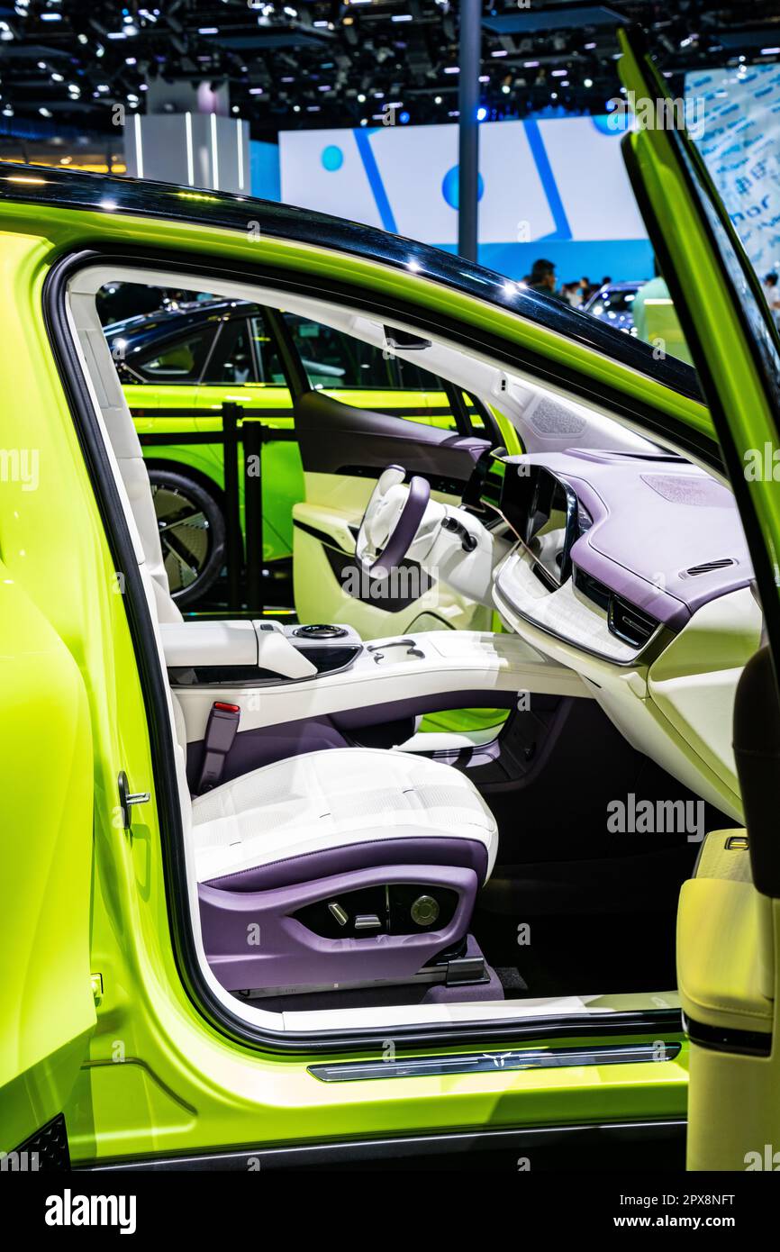 Interior of the Hongqi New Energy E202 electric SUV concept on display at the 2023 Shanghai Auto ...