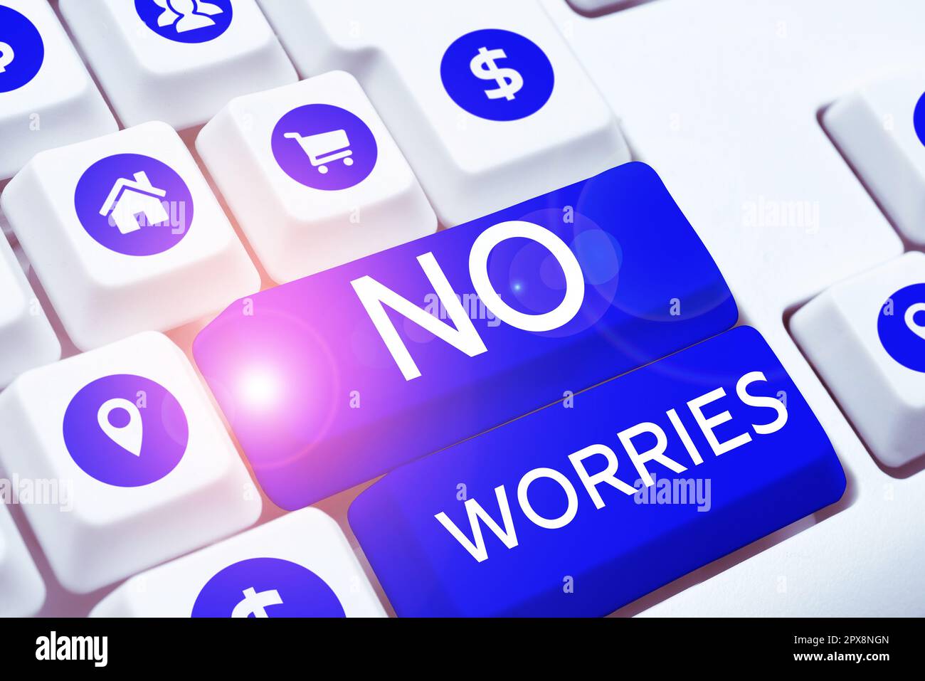 Conceptual display No Worries, Word Written on an expression used to ...