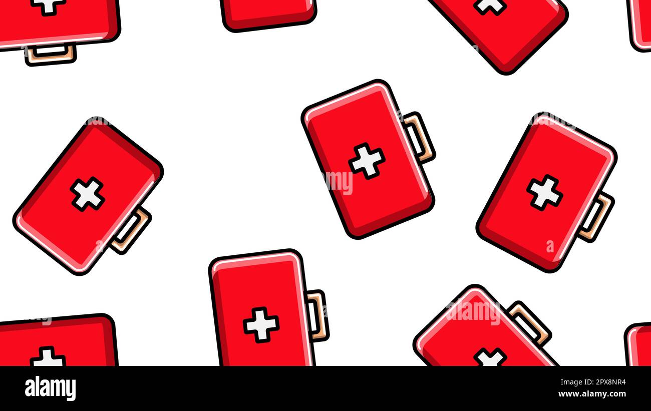 Seamless pattern texture of red medical pharmaceptic first aid kits ...