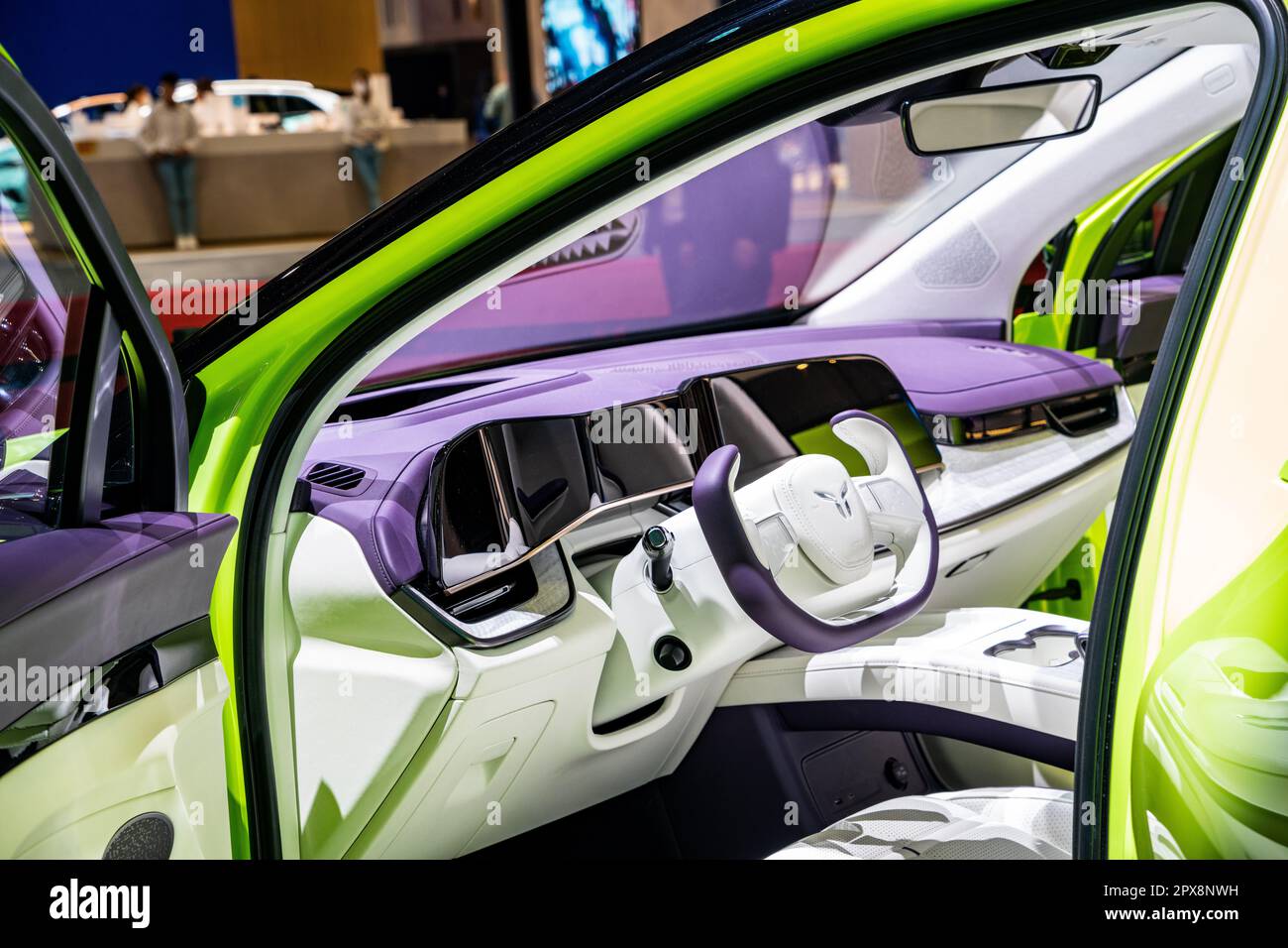 Interior of the Hongqi New Energy E202 electric SUV concept on display ...