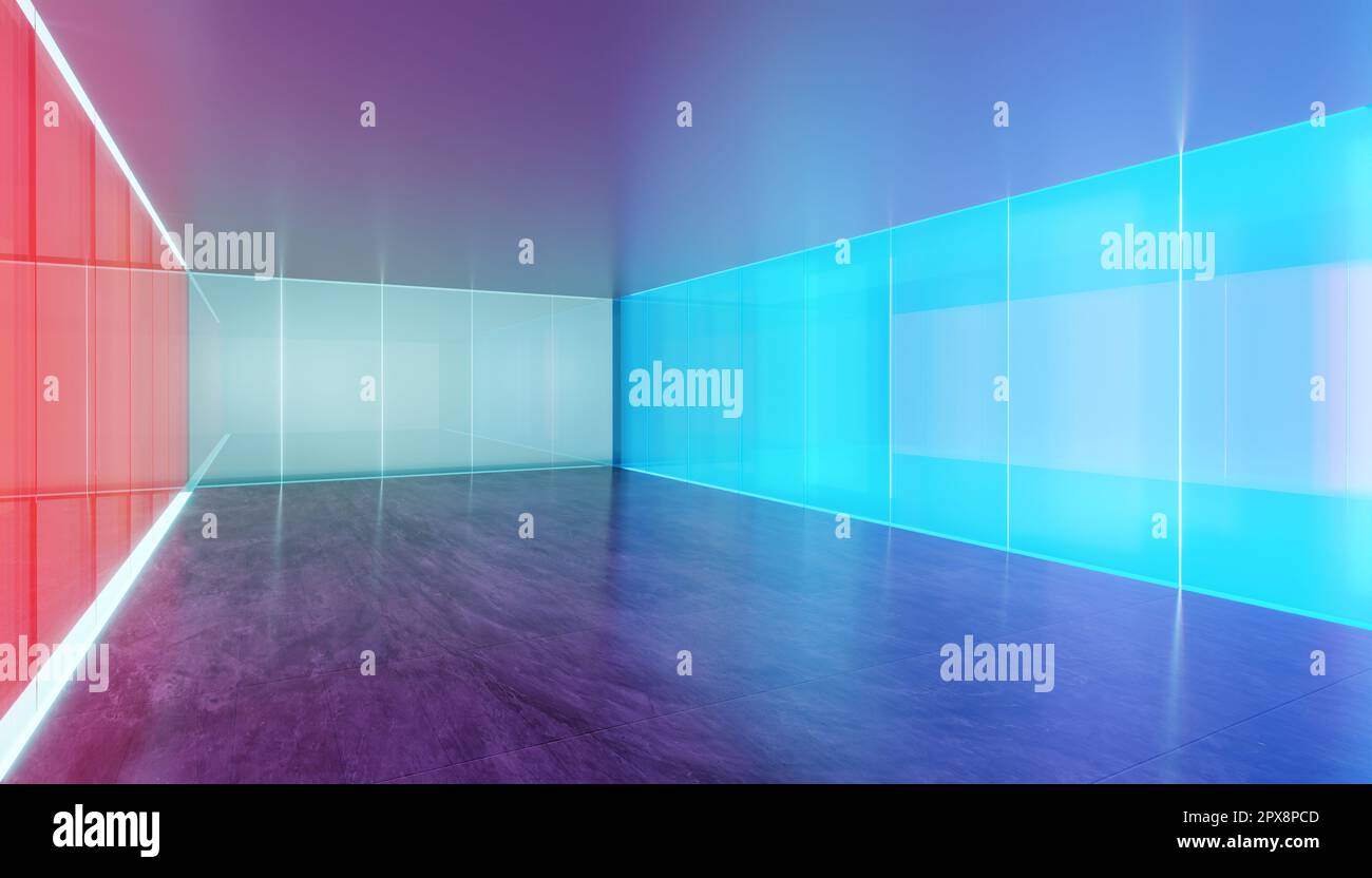 Empty modern multiple purpose room space with colored gradient ...