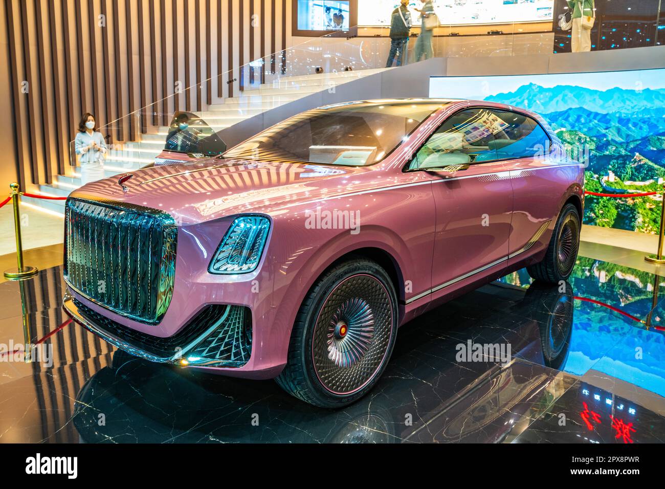 Hongqi E-LS an electric concept for a state SUV on display at the 2023 Shanghai Auto Show Stock ...