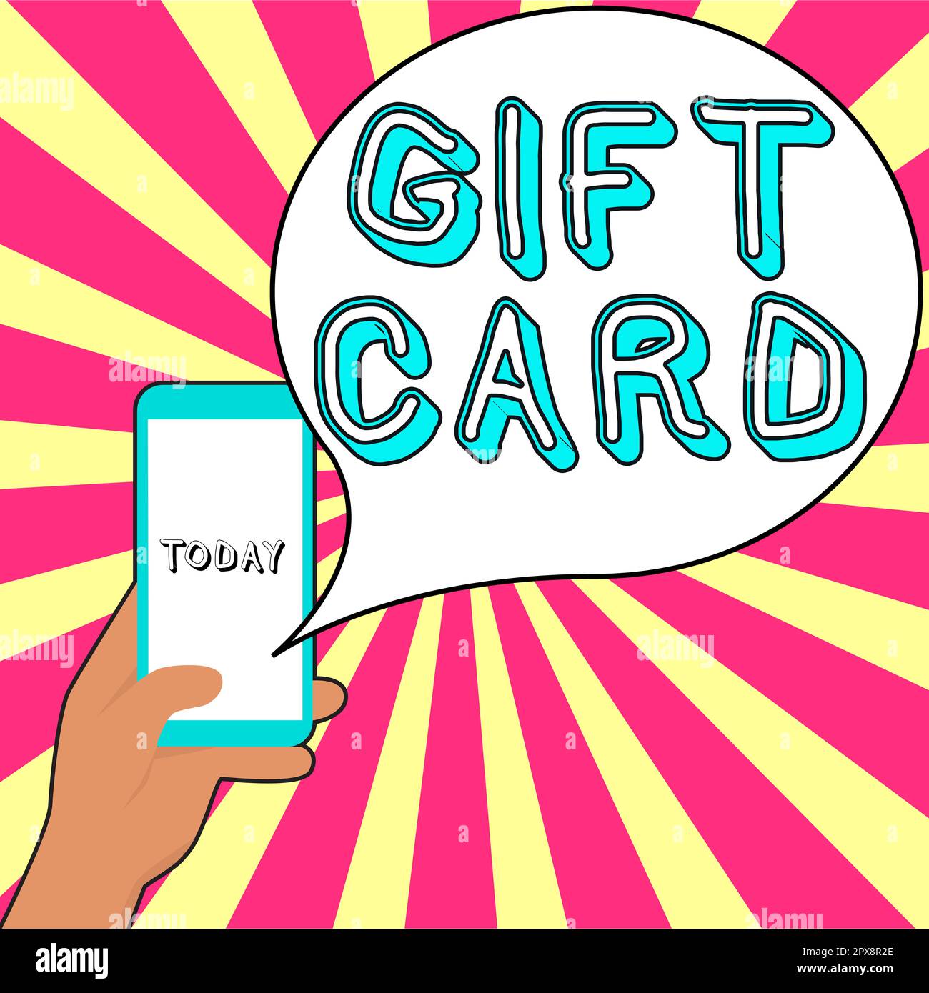Conceptual caption Gift Card, Business concept A present usually made ...