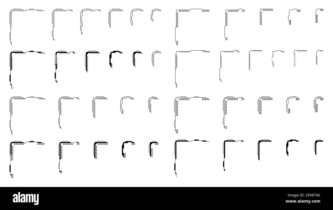 Set of tech corner isolated on white background. Vector design element ...