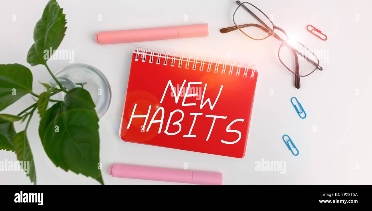 Text caption presenting New Habits, Business overview change the ...