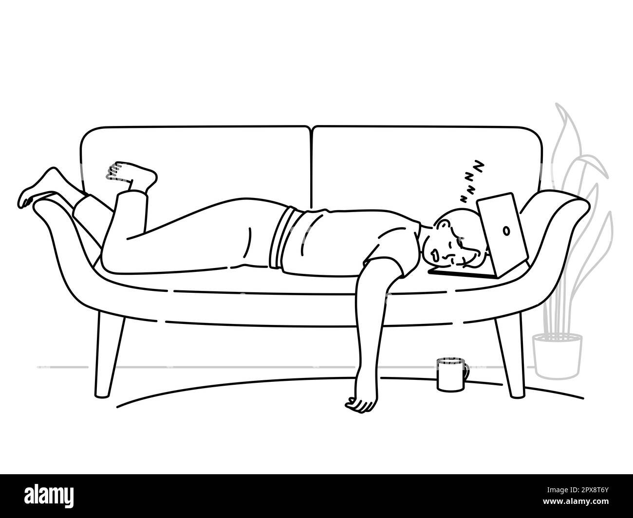 Person asleep sofa Black and White Stock Photos & Images - Alamy