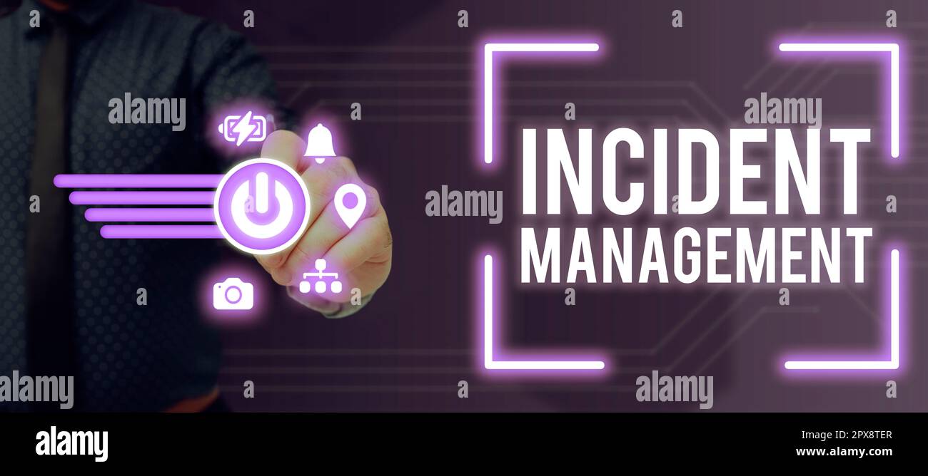 Text sign showing Incident Management, Business overview Process to ...