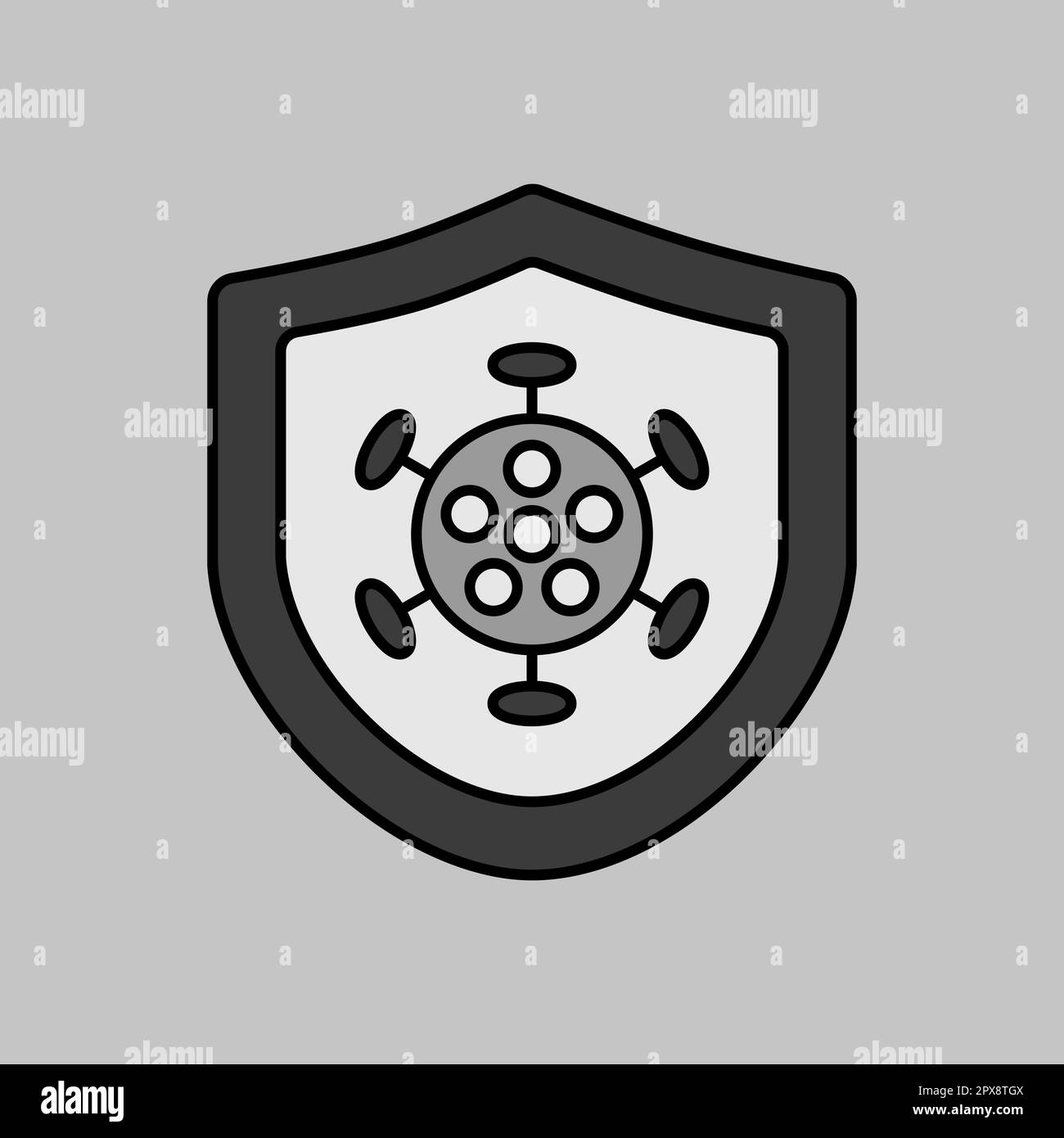 Corona virus protection vector grayscale icon. Medical sign ...