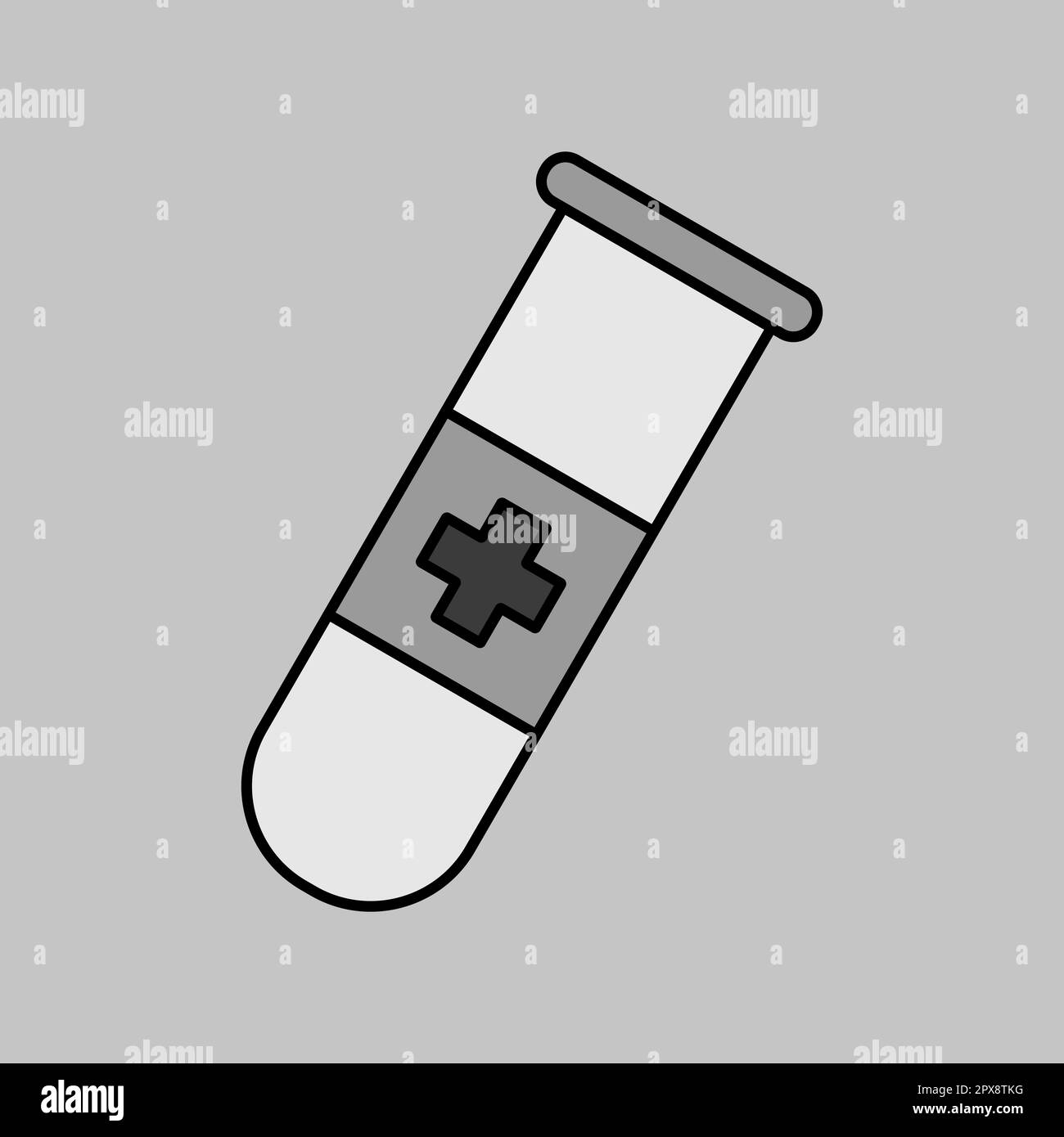 Flask with medical cross vector grayscale icon. Medicine and healthcare ...