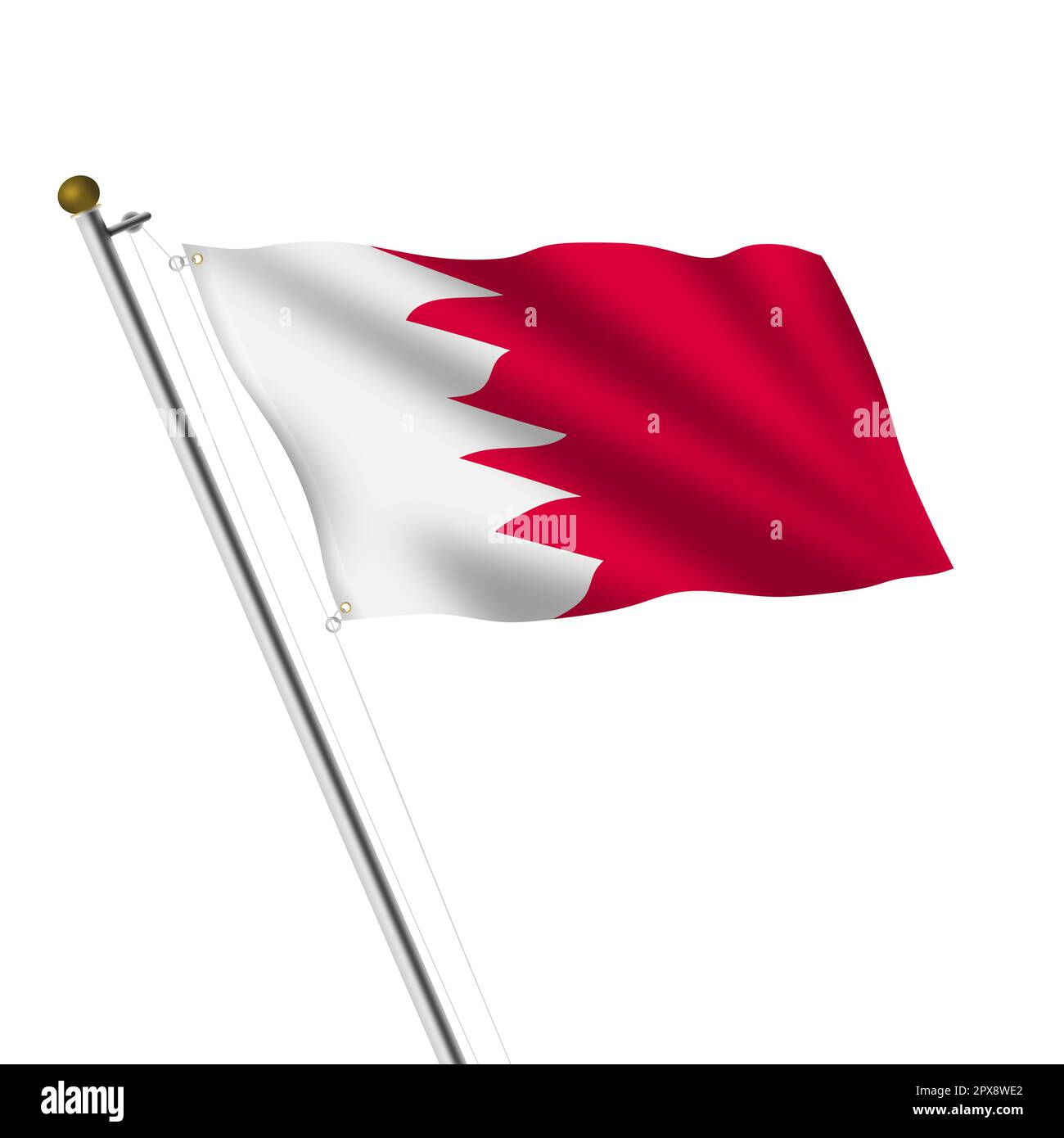A Bahrain Flagpole 3d illustration on white with clipping path Stock ...