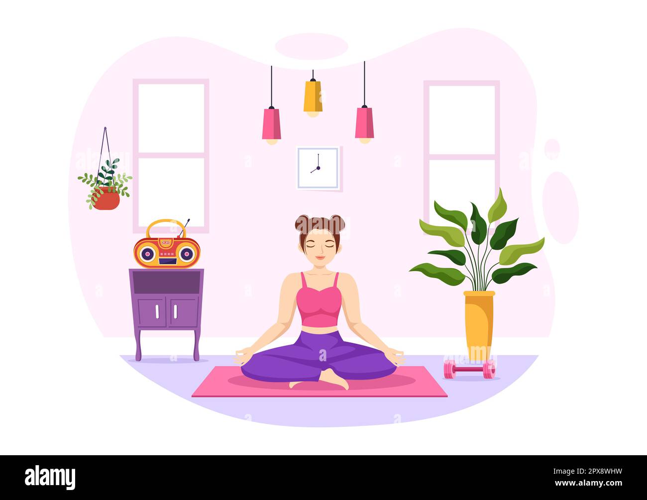 Yoga and Meditation Practices Illustration with Health Benefits of the ...