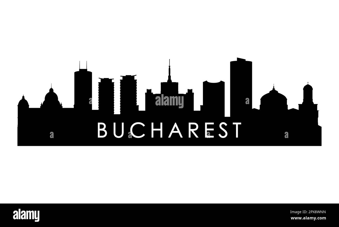 Bucharest skyline silhouette. Black Bucharest city design isolated on ...