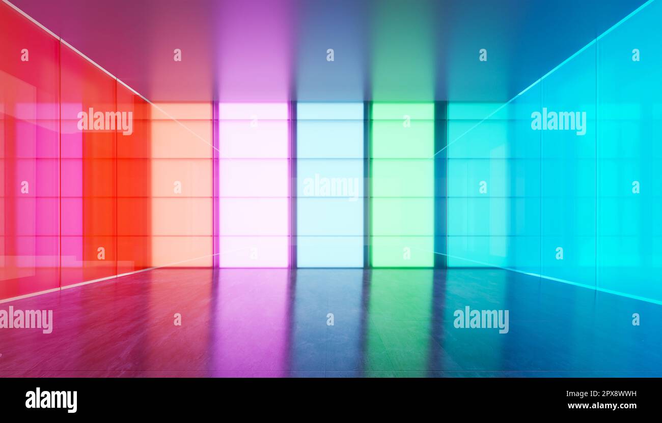 Empty modern multiple purpose room space with colored gradient ...