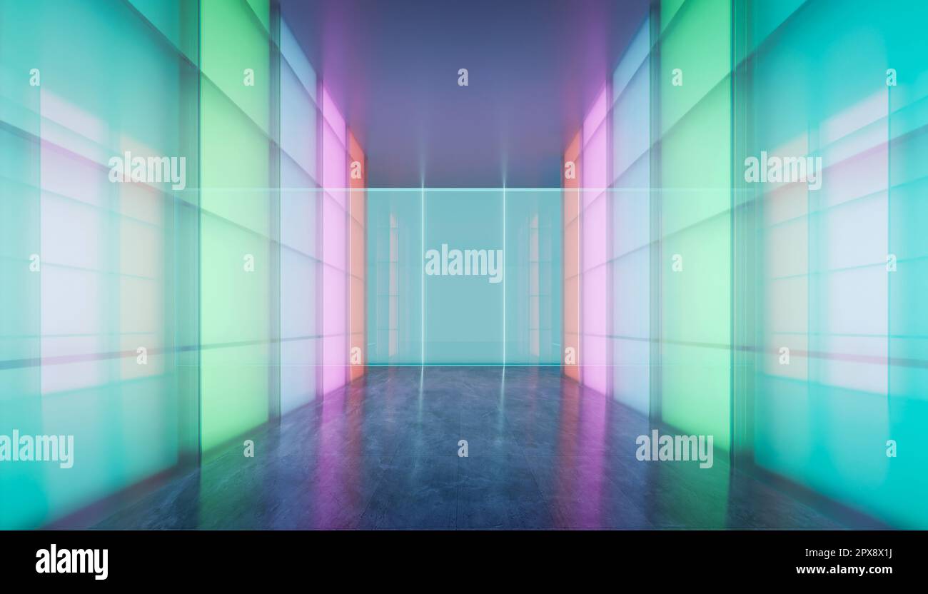 Empty modern multiple purpose room space with colored gradient ...