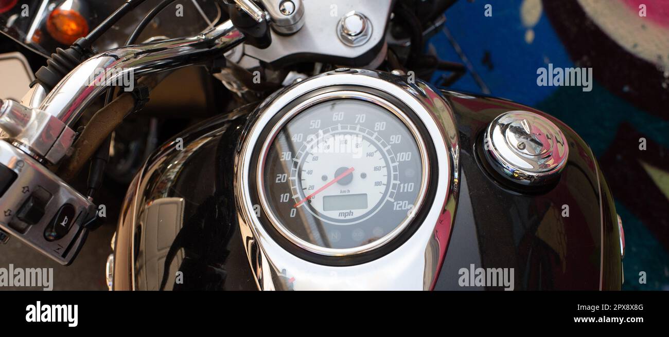 custom motorcycle steering wheel handlebar with tachometer and ...