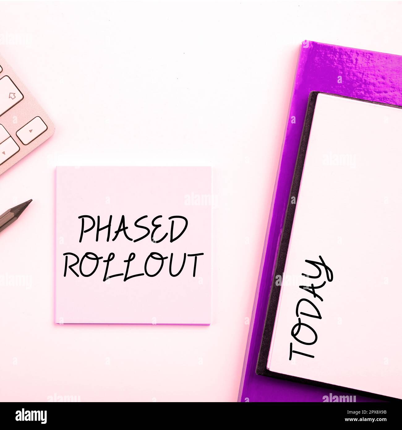 Handwriting text Phased Rollout, Word Written on the practice of ...