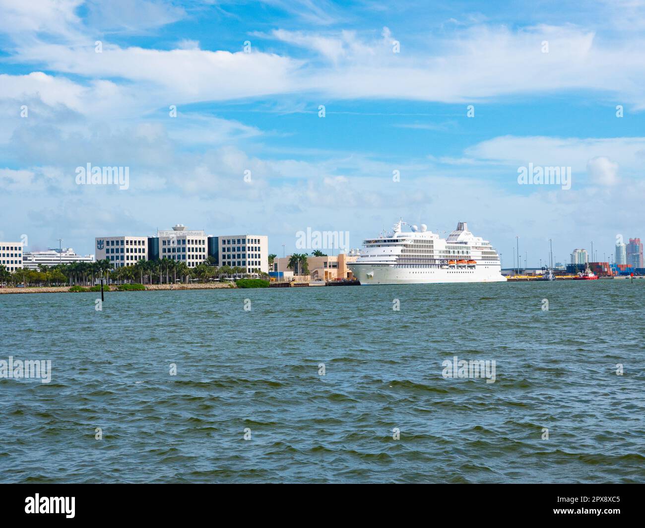 Miami, Florida USA - January 05, 2016: cruise ship liner in the marine ...