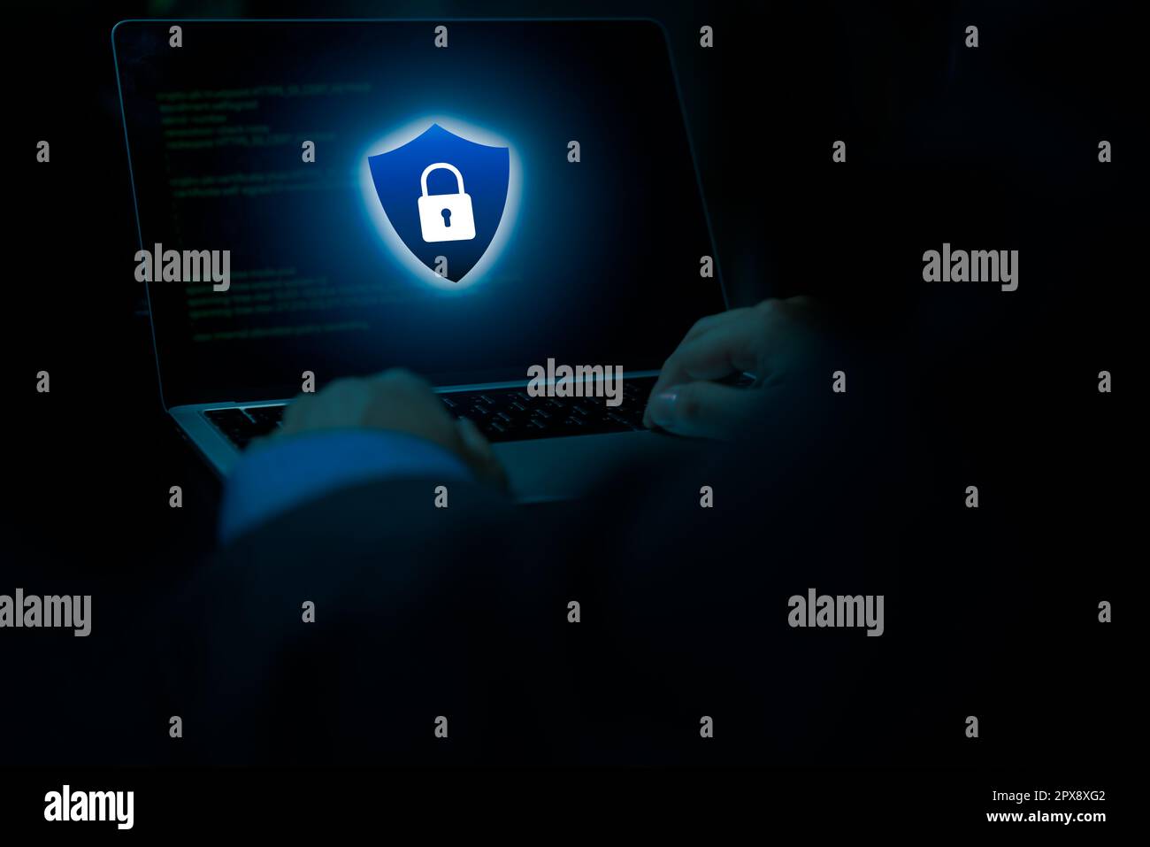 cybersecurity danger online data fraud or identity theft lock to ...