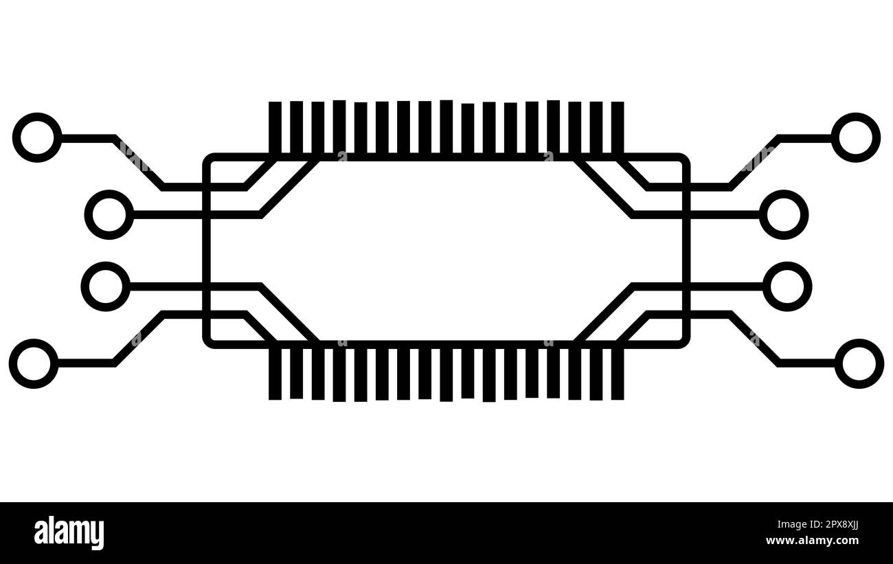 Silhouette of simple schematic chip or component for microcircuits ...