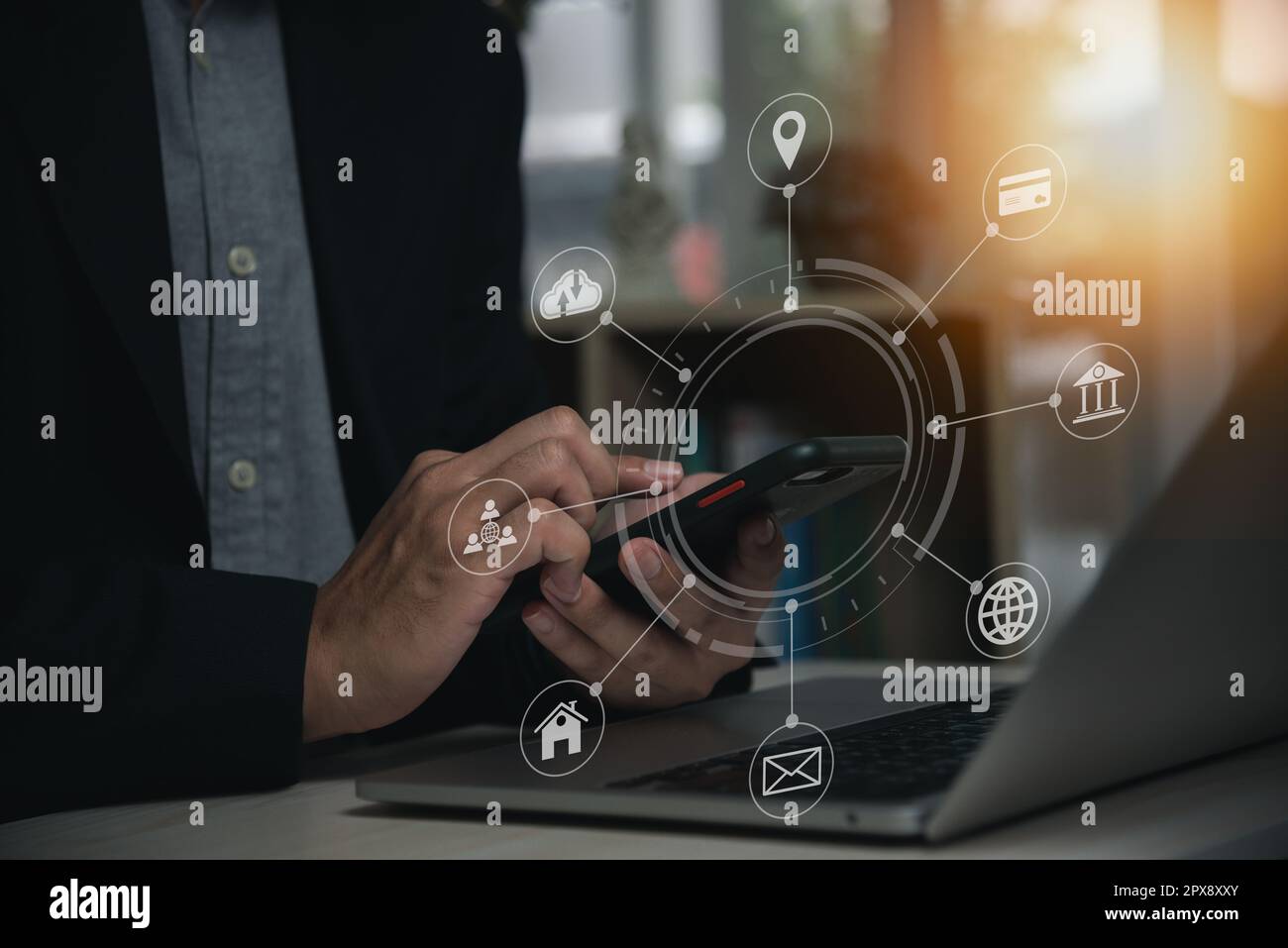 Digital marketing online banking payment media in virtual screen ...