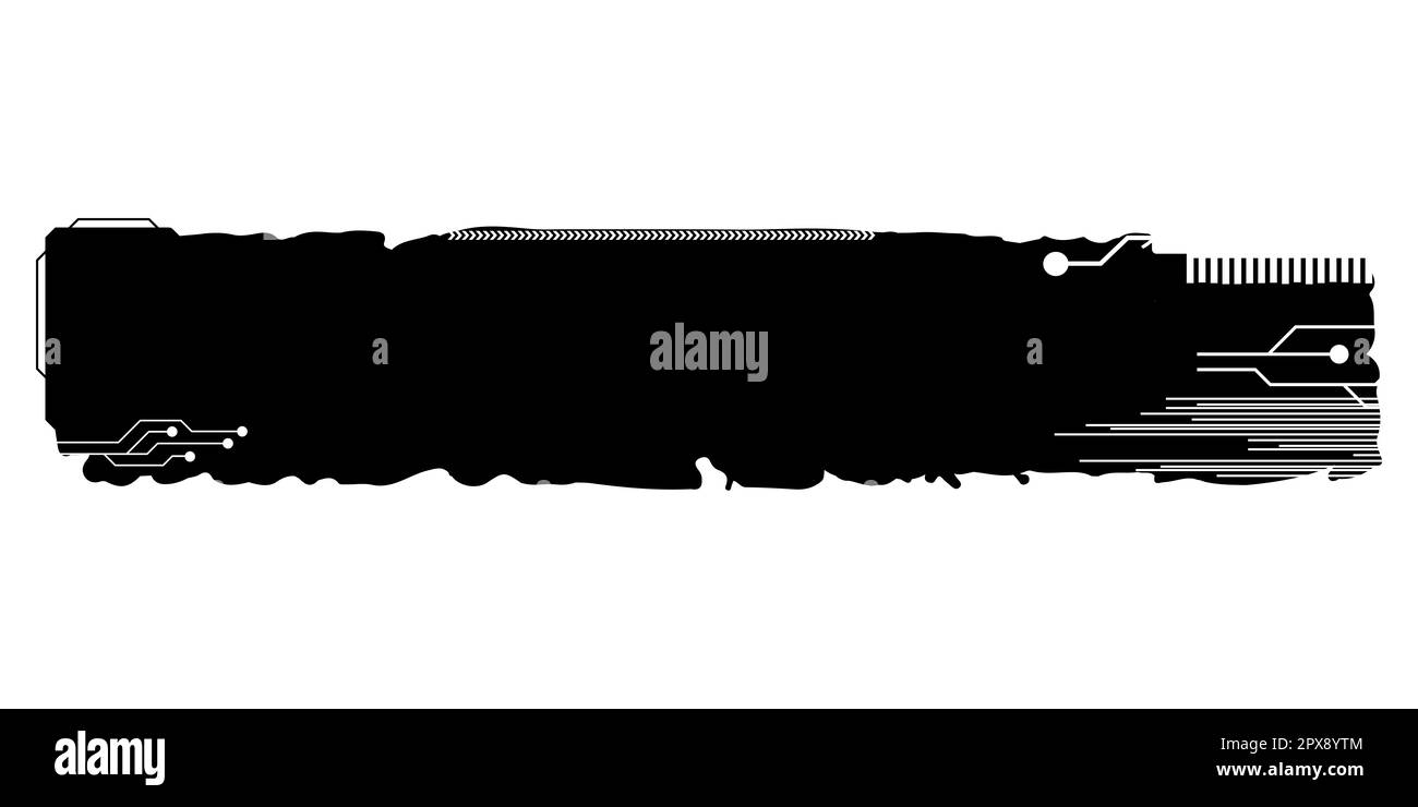 Rectangular design element silhouette in tech style isolated on white ...