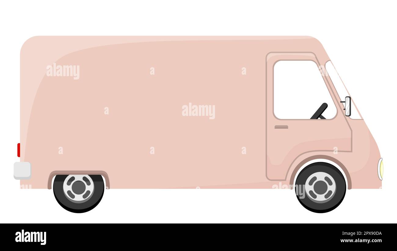 Cartoon style pink truck isolated on white background. Car vector ...