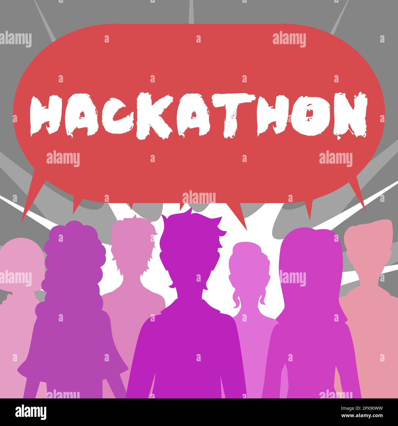 Text caption presenting Hackathon, Business showcase event where large ... Text caption presenting Hackathon, Business showcase event where large ...