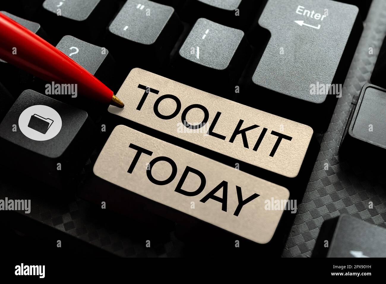 Sign displaying Toolkit, Concept meaning set of tools kept in a bag or ...