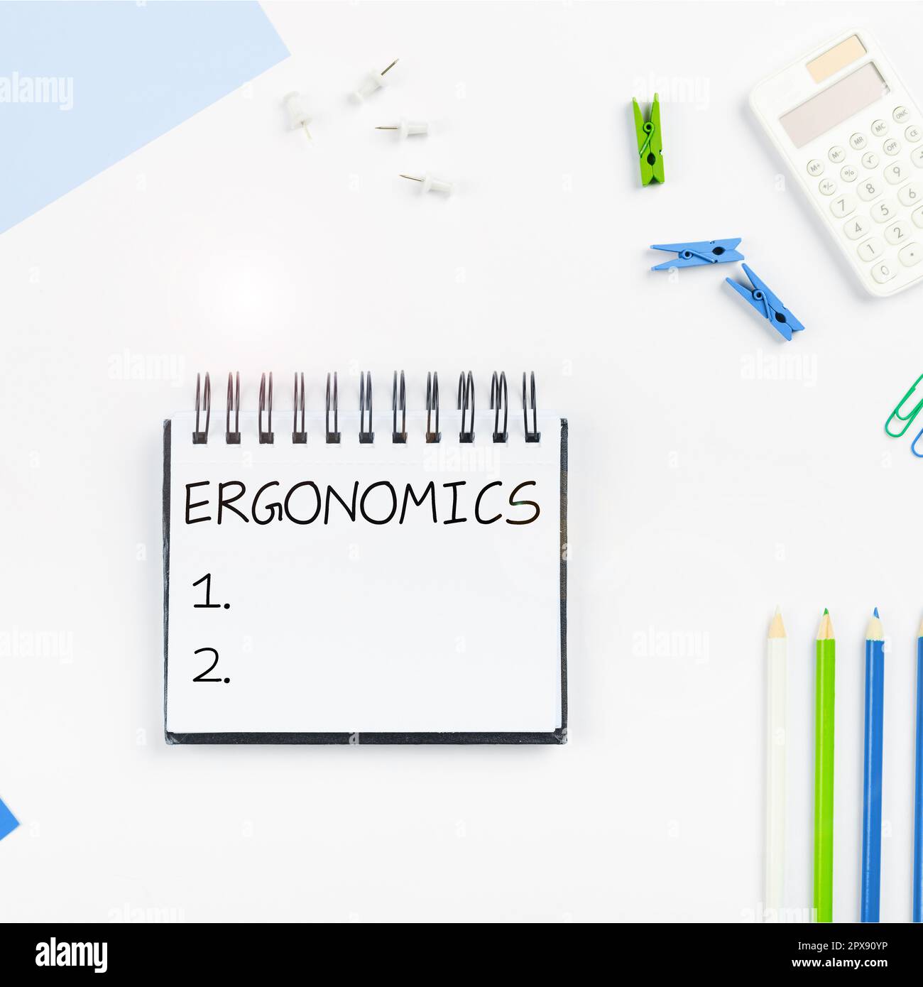 Hand writing sign Ergonomics, Word for fitting or designing a workplace ...