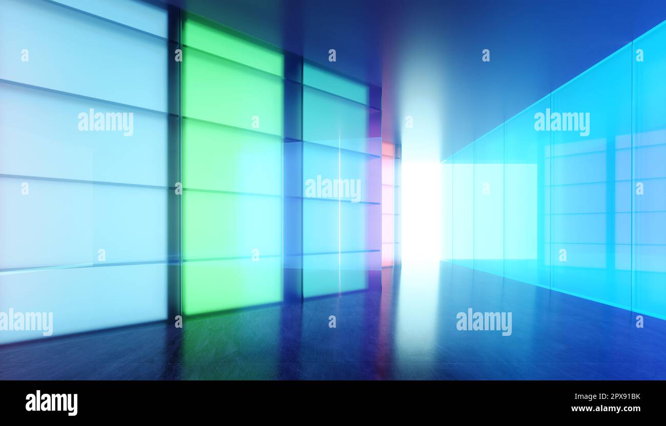 Empty modern multiple purpose room space with colored gradient ...