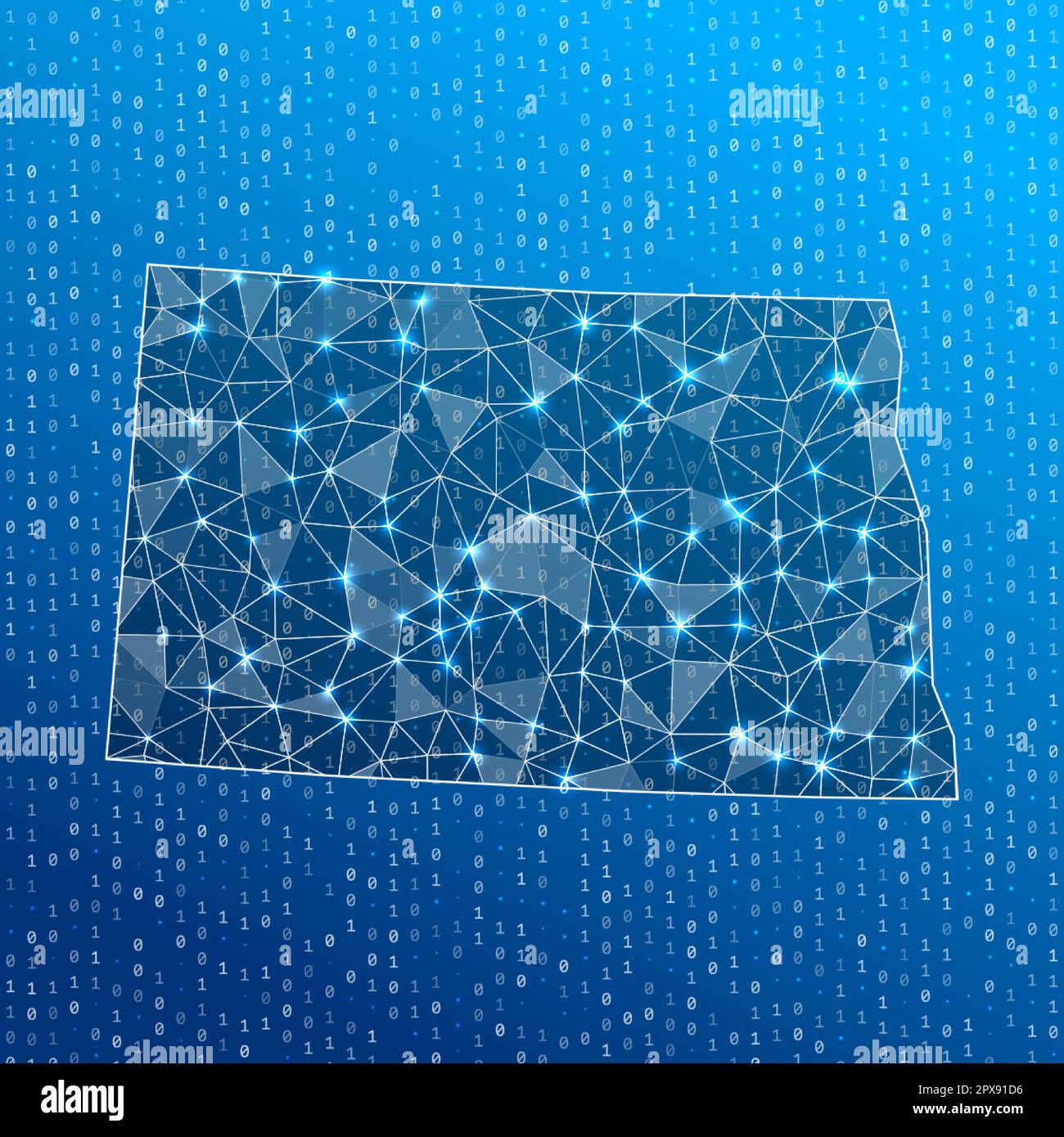 Network map of North Dakota. US state digital connections map ...