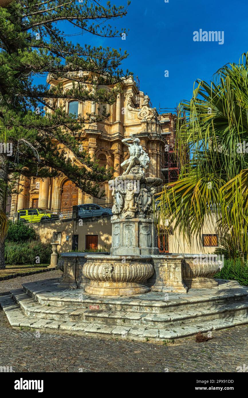 The eighteenth-century Fountain of Hercules designed by Rosario Gagliardi and depicting the ...