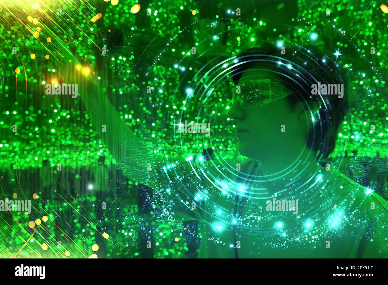 man inside virtual metaverse Stock Photo - Alamy