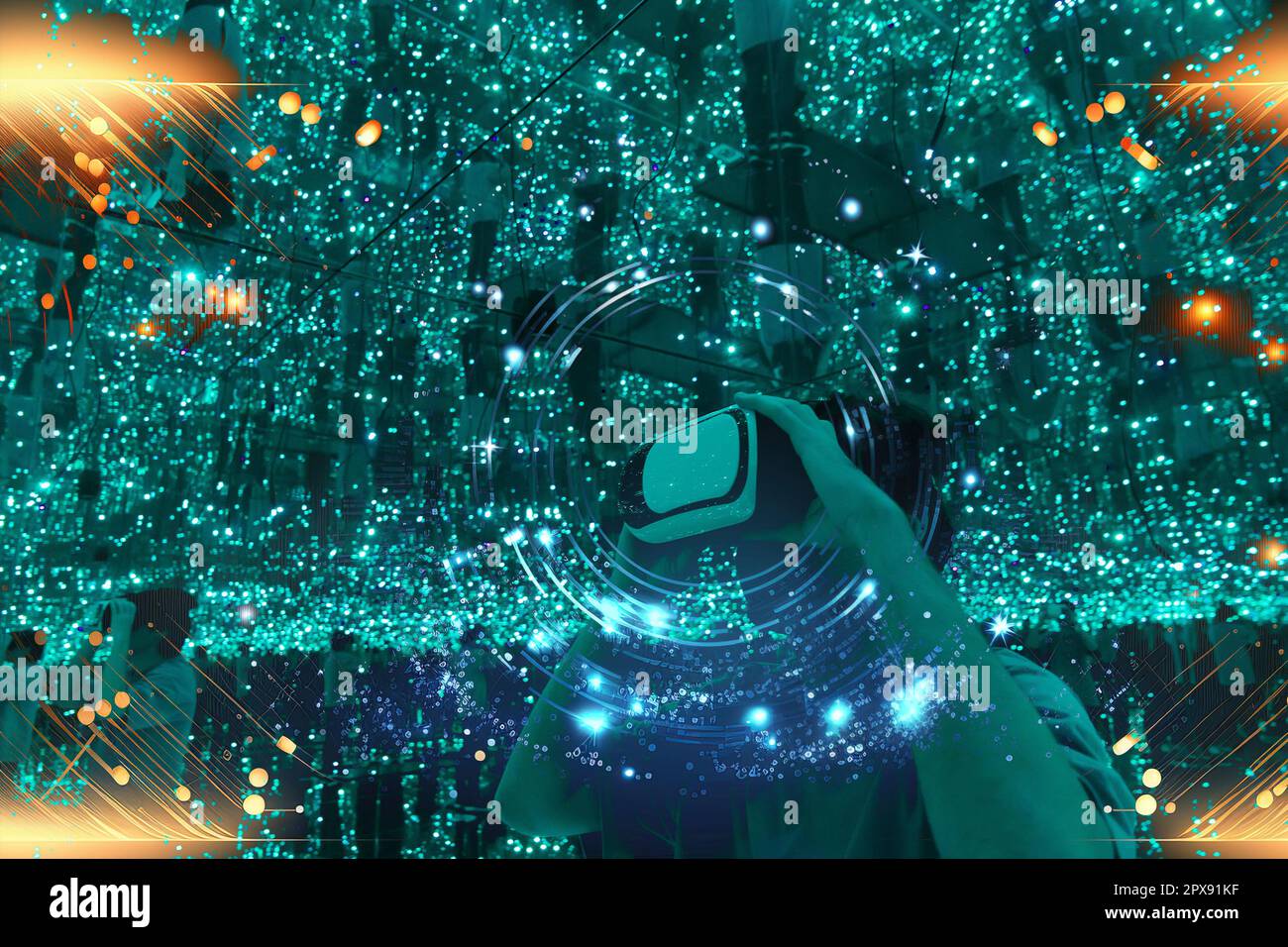 man inside virtual metaverse Stock Photo - Alamy