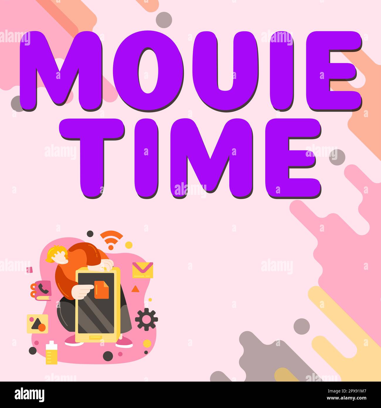 Text caption presenting Movie Time, Word for the scheduled or actual ...