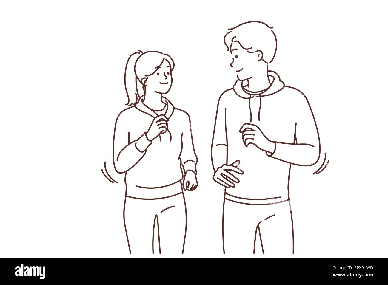 Happy couple jogging outdoors together. Smiling man and woman running ...