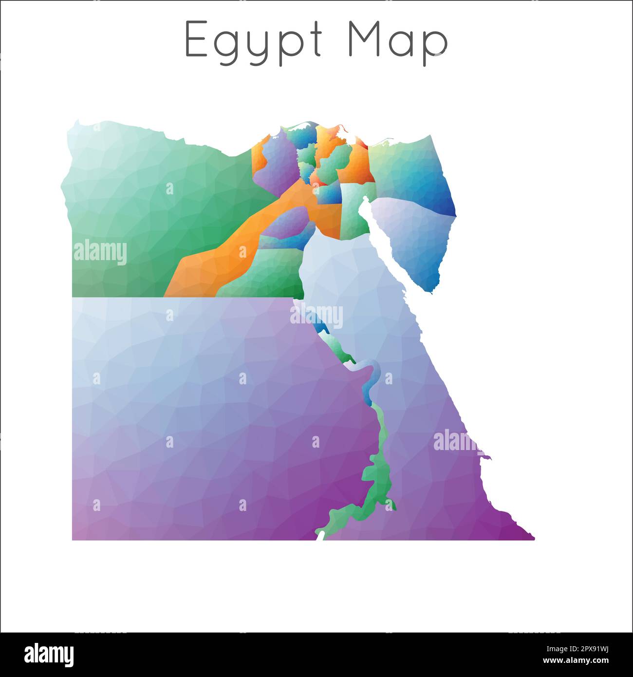 Low poly map of Egypt. Egypt geometric polygonal, mosaic style map ...