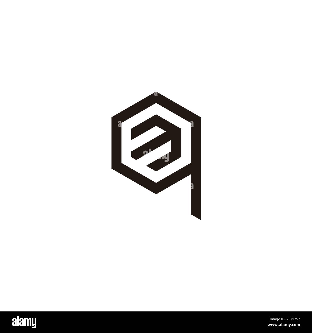 Number 3 in letter q hexagon, geometric symbol simple logo vector Stock ...