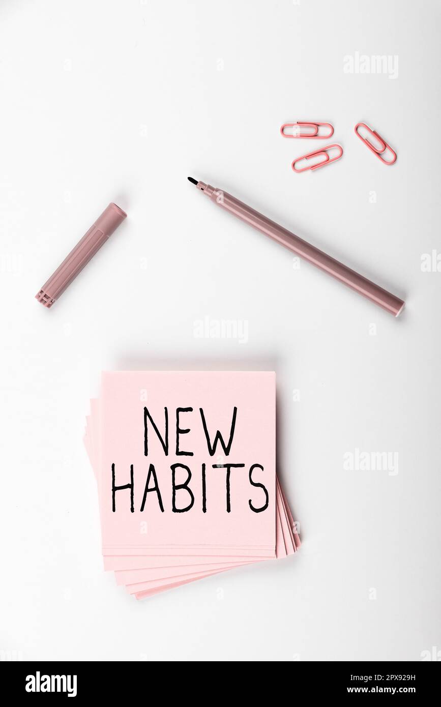 Conceptual display New Habits, Word for change the routine of behavior ...