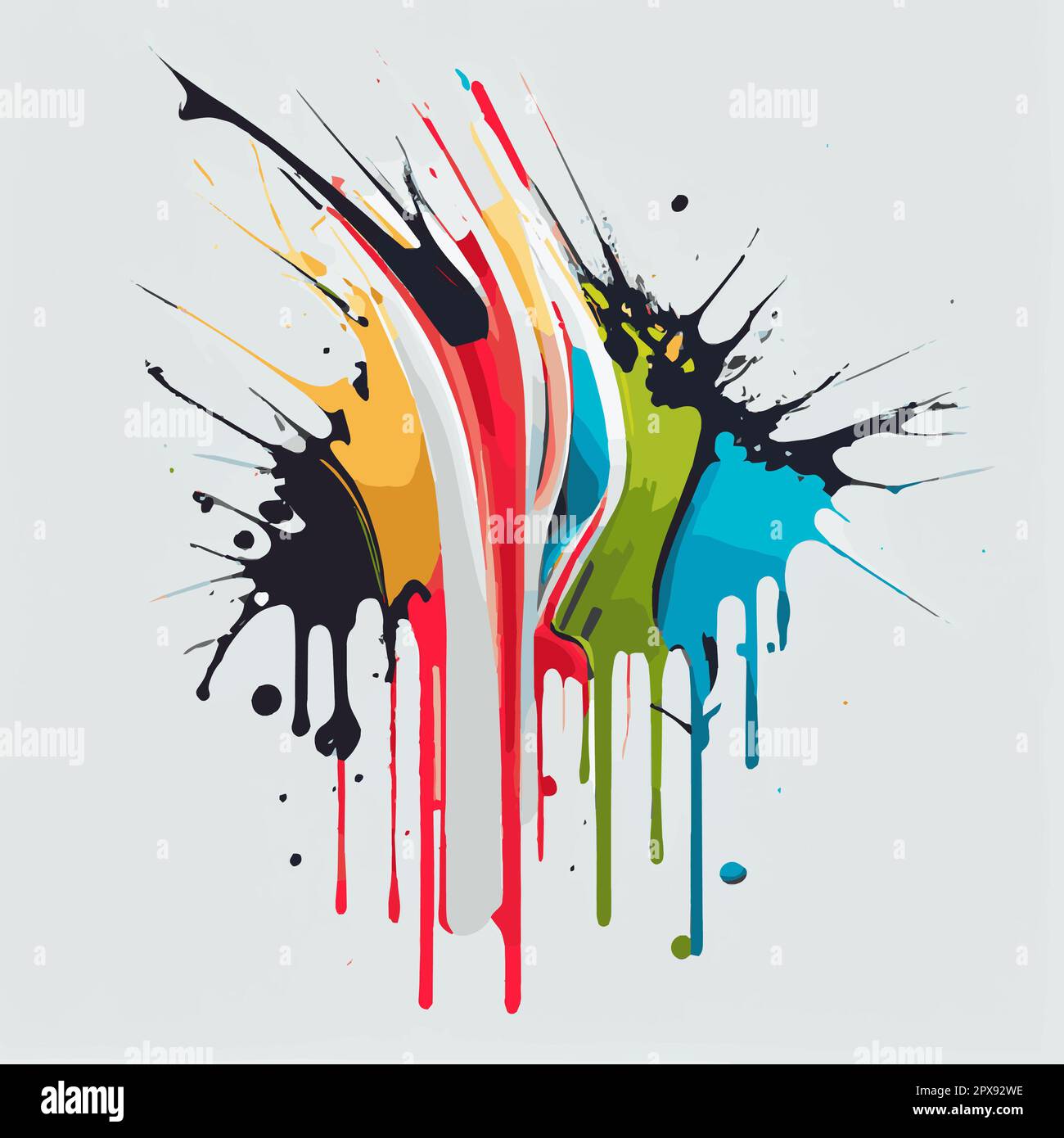 Smears, blots of colored paint on a white background, multicolored ...