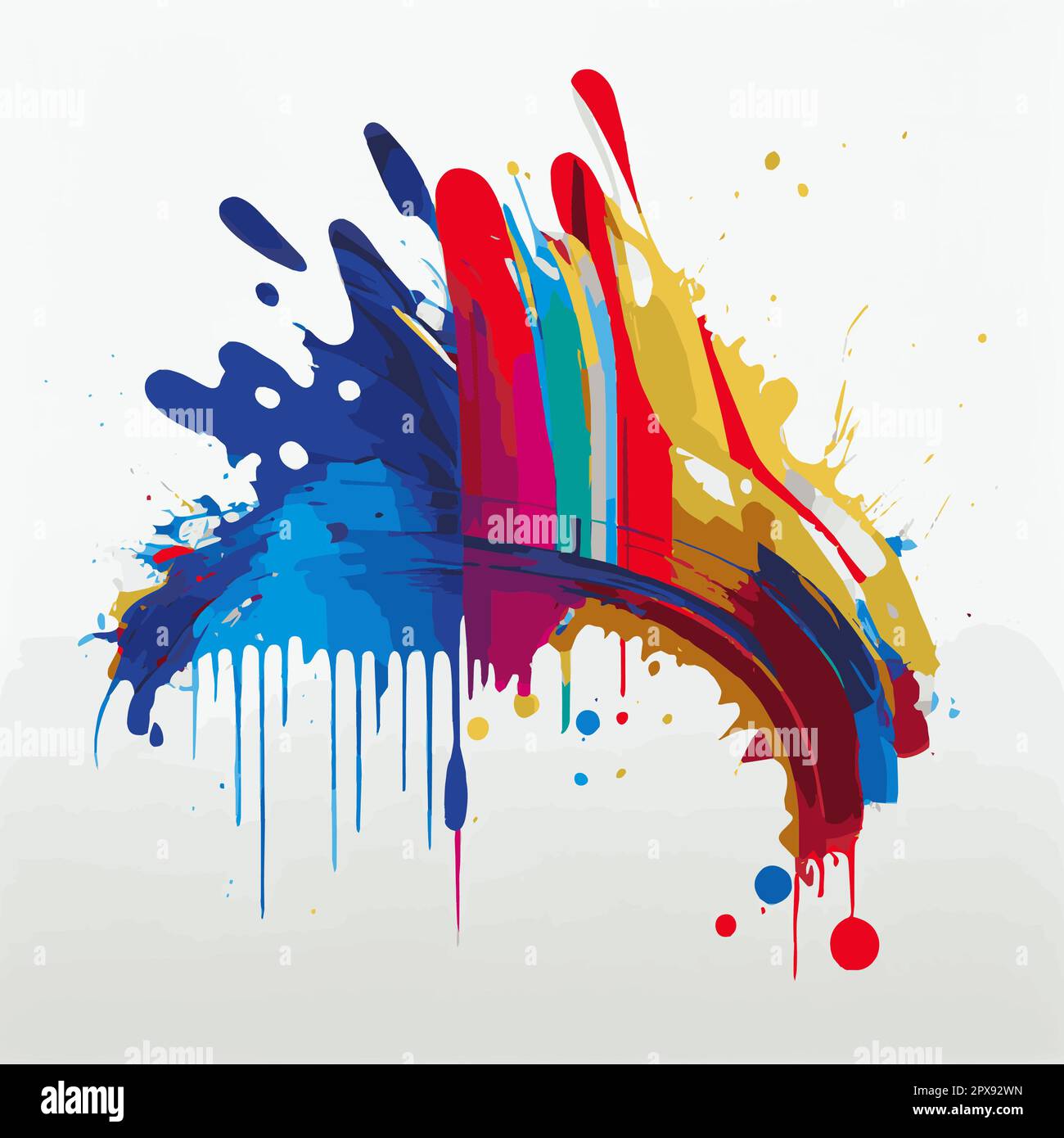 Smears, blots of colored paint on a white background, multicolored ...
