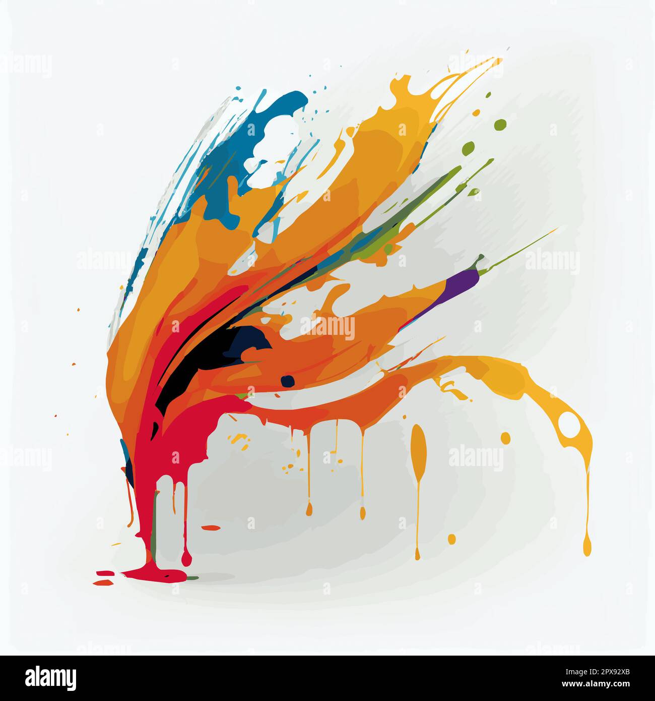 Smears, blots of colored paint on a white background, multicolored ...