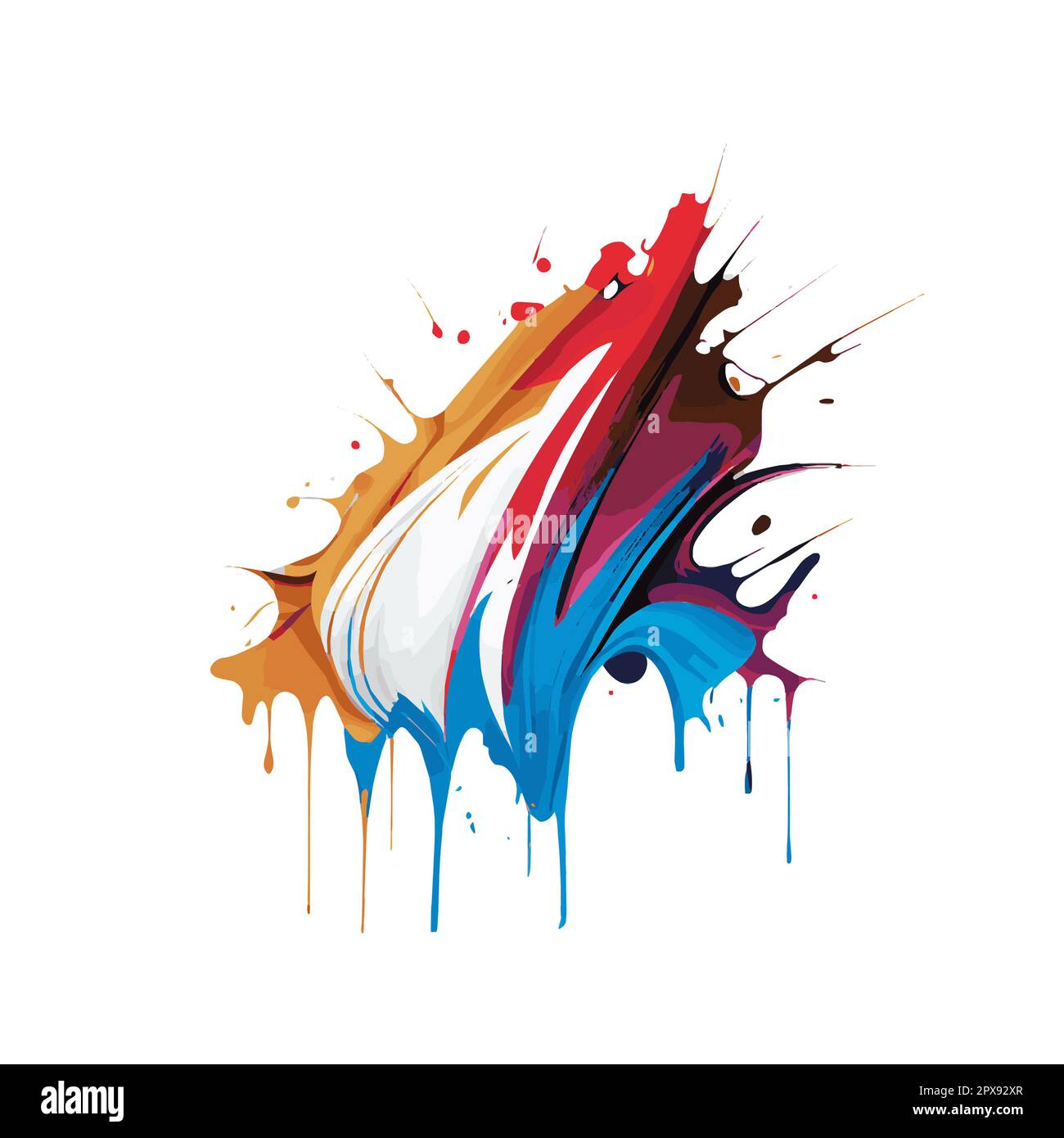 Smears, blots of colored paint on a white background, multicolored ...